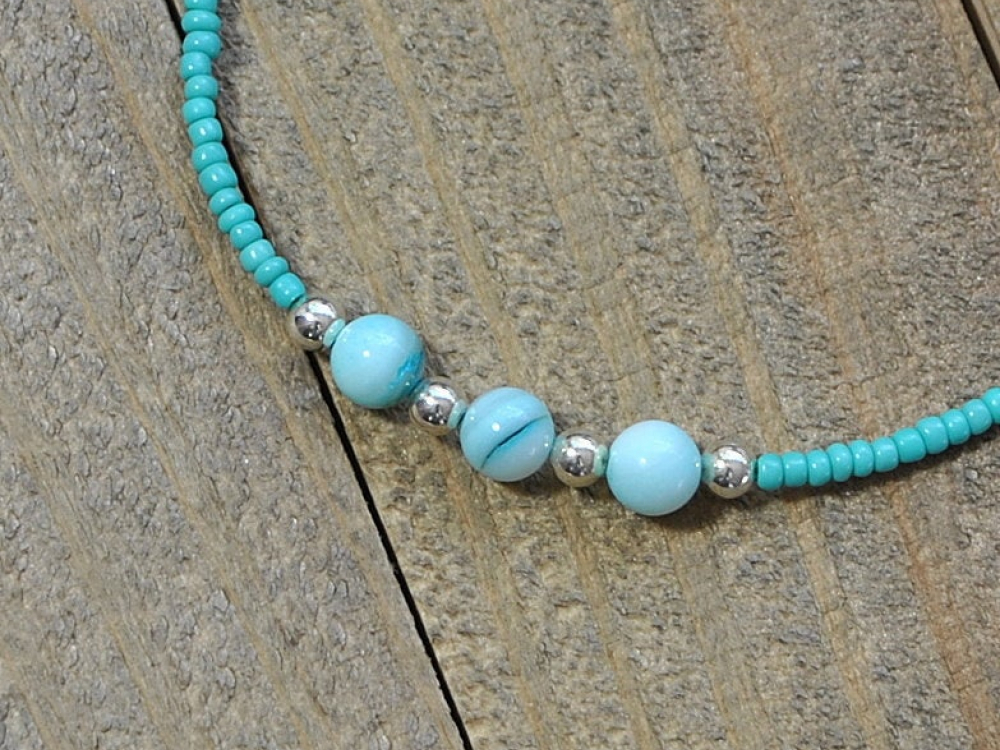 Light Blue Sea Shell Anklet, 9.75 inch Handmade Ankle Bracelet | Purple ...